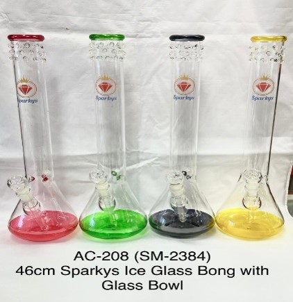 Glass Bong With Glass Bowl AC-208 (46cm Sparkys Ice) - Trimex Wholesale ...