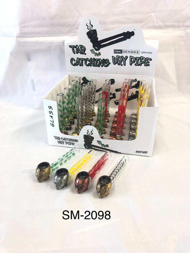 SMOKING GLASS PIPE SM-2098 (Tar Catching Dry Pipe) (PACK OF 30 ...