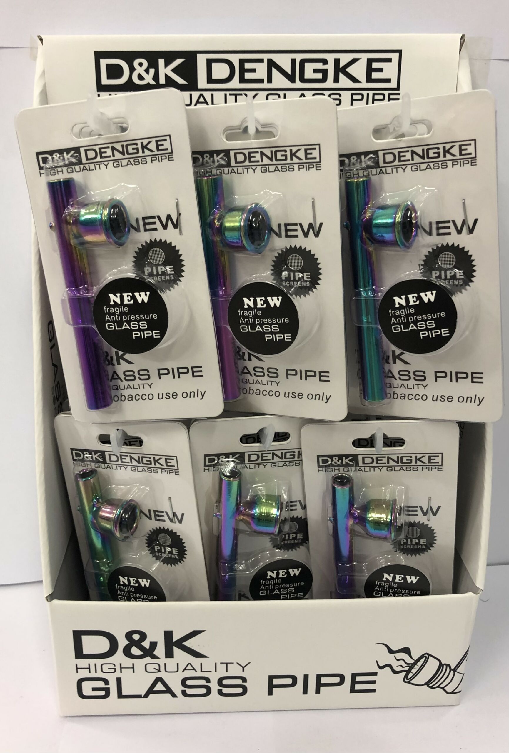 GLASS PIPE DK8581D RAINBOW PACK OF 24 - Trimex Wholesale Ireland