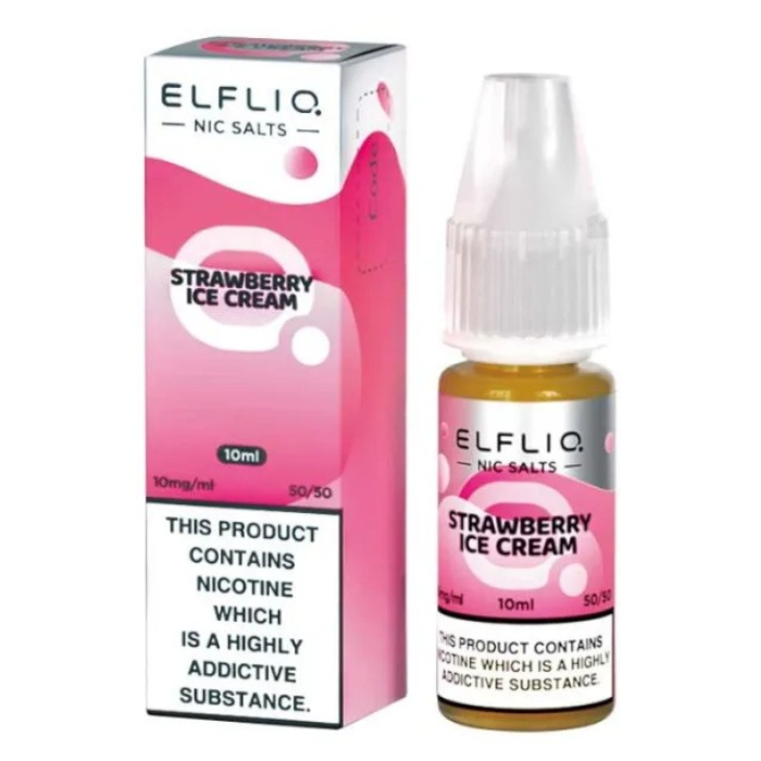 ELFBAR ELFLIQ STRAWBERRY ICE CREAM/ SNOW Nic Salts - 10ml 20MG - Pack ...