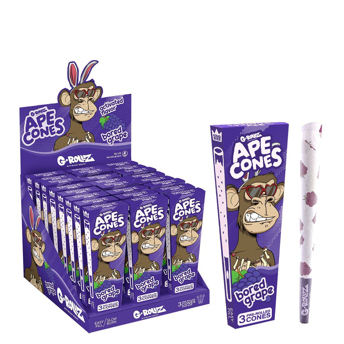 G-Rollz | Ape Cones "Bored Grape" - 3 Pop Cones (24 Pack Display ...