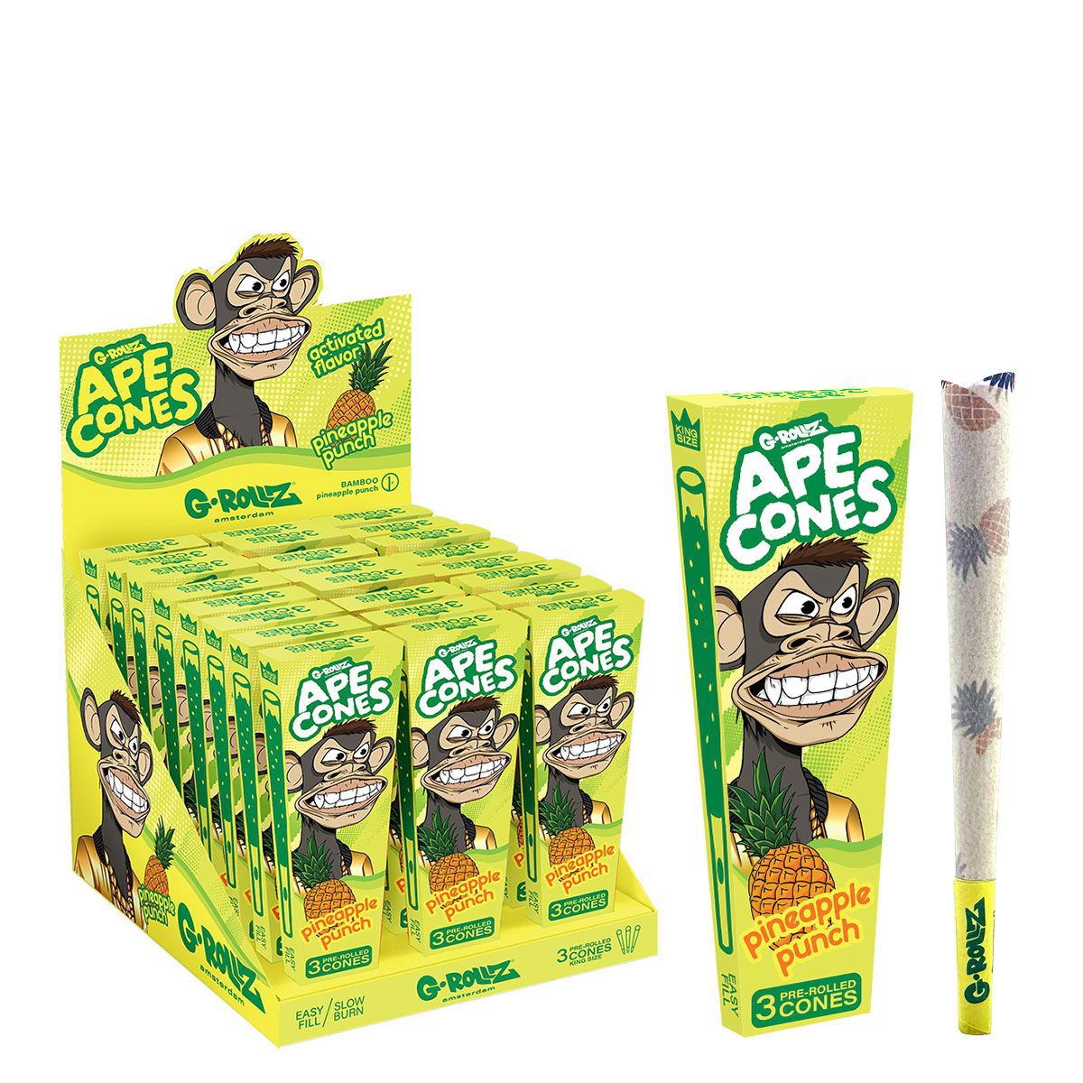 G-Rollz | Ape Cones "Pineapple Punch" - 3 Pop Cones (24 Pack Display ...